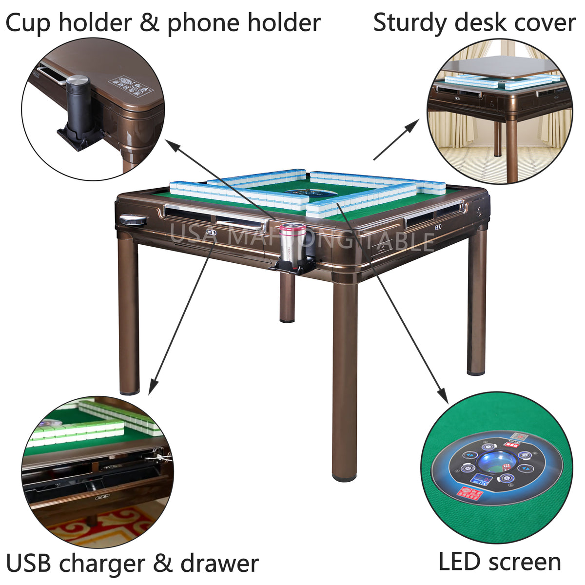 MJ-BST Mahjong Dining Table - 4 Legs (Compatible with Numbered Tiles ...